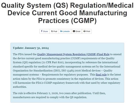 The Fda Publishes Its Quality Management System Regulation Qmsr Final