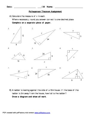 Pythagorean Theorem Assignment Fill Online Printable Fillable Blank PdfFiller