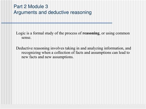 PPT Part Module Arguments And Deductive Reasoning PowerPoint Presentation ID