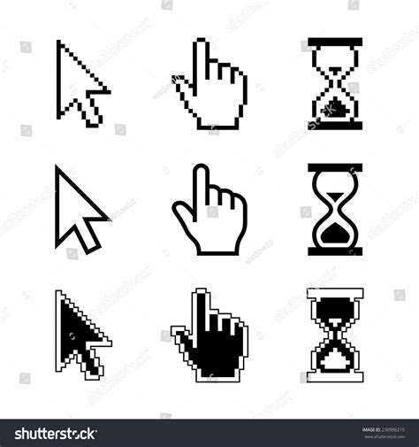 Pixel Cursors Icons Mouse Cursor Hand Stock Illustration Shutterstock