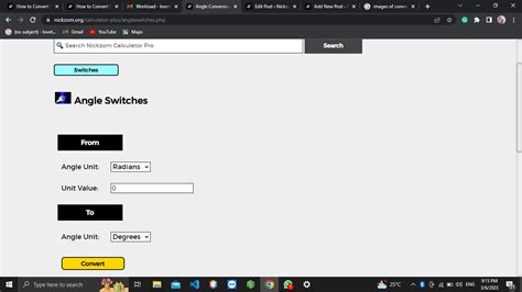 how to convert radians to degrees angle units