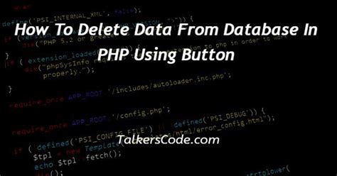 How To Delete Data From Database In Php Using Button