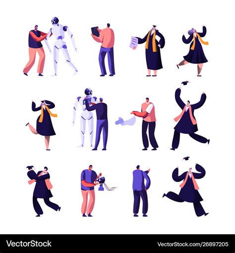 Engineers Making And Programming Robots Royalty Free Vector