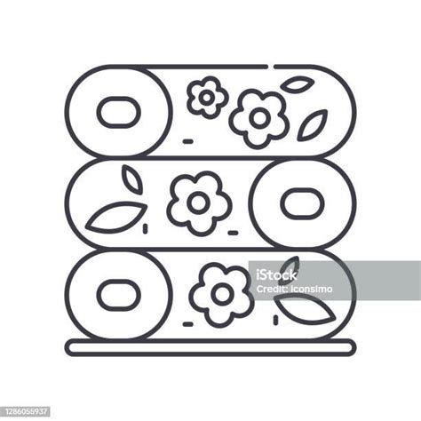 스파 목욕 타월 아이콘 선형 절연 일러스트레이션 얇은 라인 벡터 웹 디자인 기호 흰색 배경에 편집 가능한 스트로크와 개요 개념 기호 가정 생활에 대한 스톡 벡터 아트 및