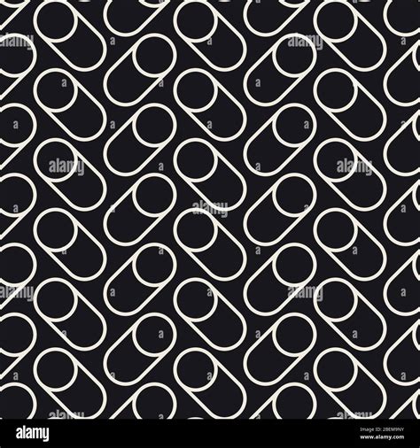 Vector Seamless Rounded Shapes Pattern Modern Abstract Texture Repeating Geometric Monochrome