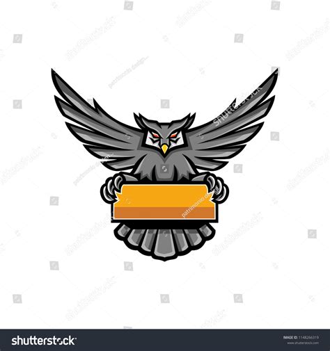 Mascot Icon Illustration Great Horned Owl Stock Vector Royalty Free