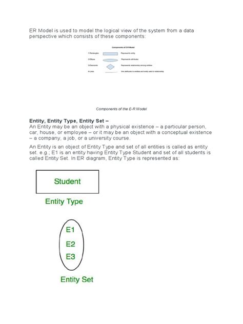entity entity type entity set components of the e r model pdf