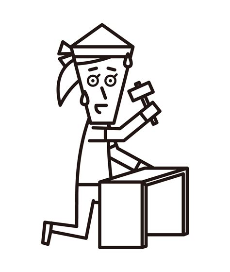 손으로 가구를 만드는 여성의 일러스트 무료 일러스트 소재집 Kukukeke