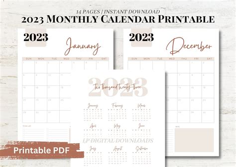 2023 Monthly Calendar Portrait Printable Calendar Calendar Template