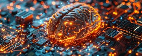 Premium Photo Digital Brain Integrated Circuit Board With Intricate Electronic Pathways And