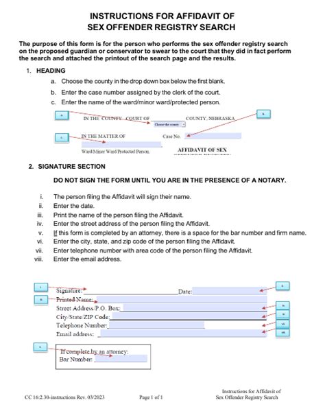 Download Instructions For Form Cc16230 Affidavit Of Sex Offender