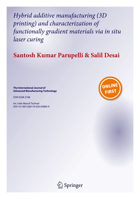 Pdf Hybrid Additive Manufacturing 3d Printing And Characterization