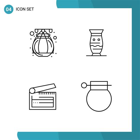 Pack Of 4 Modern Filledline Flat Colors Signs And Symbols For Web Print Media Such As India