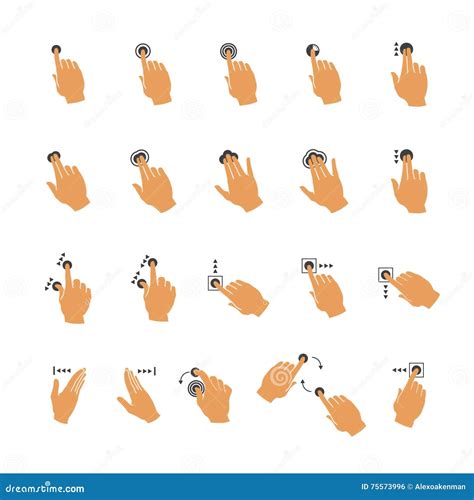 Vector Common Touchscreen Hand Gestures Set Stock Vector Illustration Of Pointer Slide 75573996