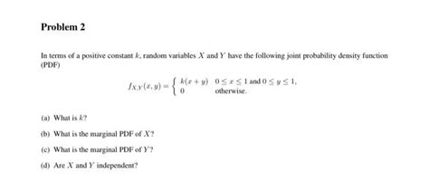 solved in terms of a positive constant k random variables x