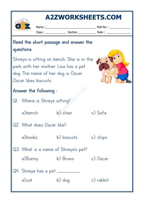 A2zworksheetsworksheet Of Class Iii Comprehension Passage 19 Reading