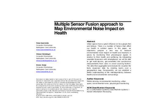 Pdf Multiple Sensor Fusion Approach To Map Environmental Noise Impact
