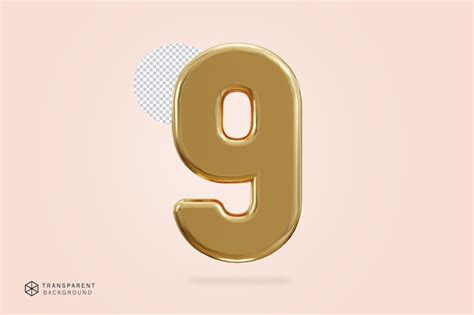 Premium PSD 3d Rendering Of Golden Number 9