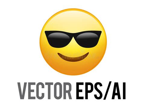 Vector Yellow Smiley Face With Black Sunglasses Flat Icon Stock Vector
