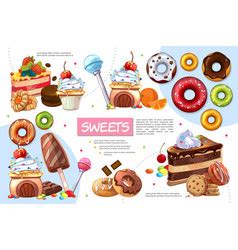 Cartoon sweet products collection Royalty Free Vector Image