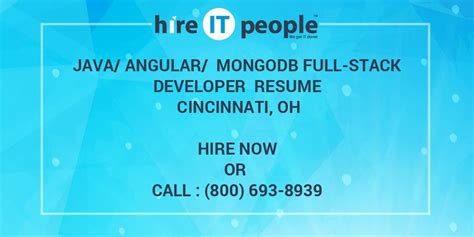 Javaangular Mongodb Full Stack Developer Resume Cincinnati Oh Hire
