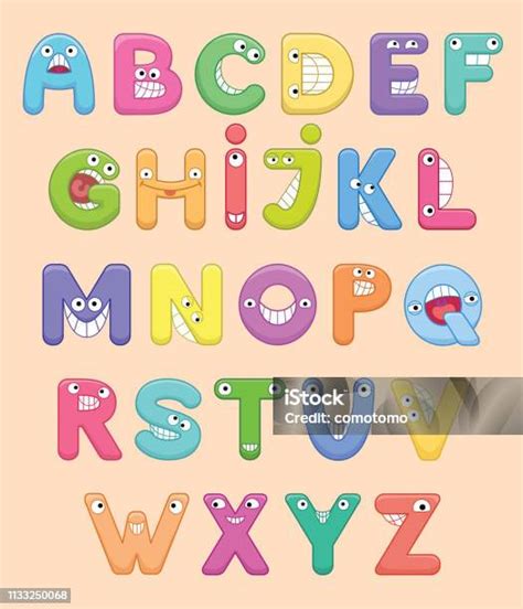 재미 있은 다채로운 만화 알파벳입니다 어린이를 위한 알파벳 문자 Abc 알파벳에 대한 스톡 벡터 아트 및 기타 이미지 알파벳