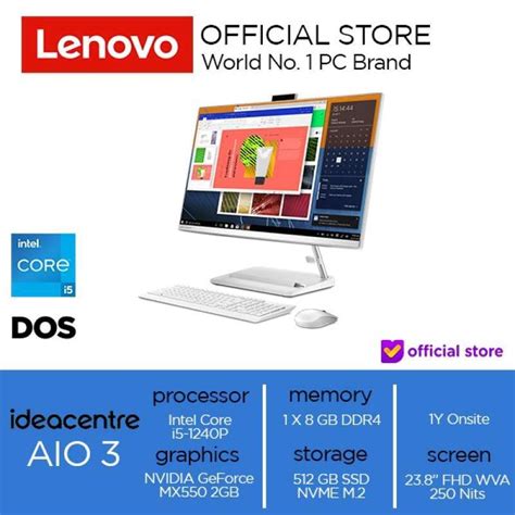 Jual Lenovo IdeaCentre AIO 3 24IAP7 8HID 8GID Core I5 1240P 8GB 512GB SSD NVIDIA GeForce