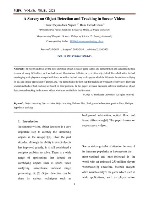 A Survey On Object Detection And Trackin Pdf Shape Kalman Filter