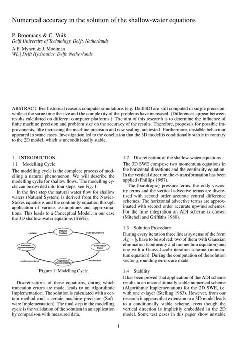 Pdf Numerical Accuracy In The Solution Of The Shallow Water Equations