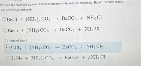 Solved Which Is The Balanced Equation That Best Represents