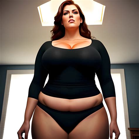 Tall Muscular Beautiful Plus Size Girl Standing Under The Living Room
