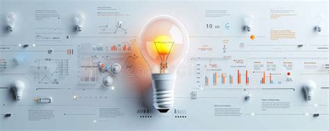 Creative Layout Featuring Light Bulbs And Data Visualizations For Innovation And Technology