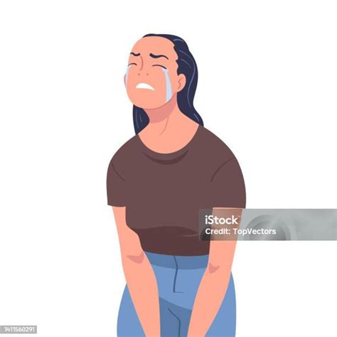 슬픔과 슬픔에서 울고 흐느끼는 우는 여자 캐릭터 슬프고 화가 난 벡터 일러스트 레이 션 감정에 대한 스톡 벡터 아트 및 기타 이미지 감정 따르기 마음이 산란해진