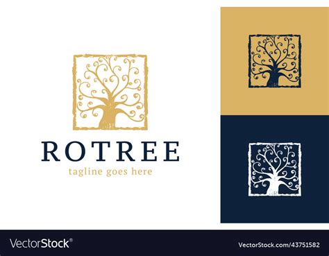 Royal Tree Logo Abstract Linear Icon Royalty Free Vector