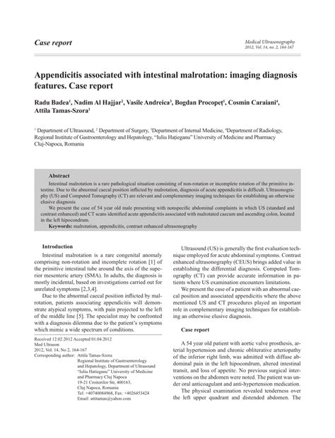 Pdf Appendicitis Associated With Intestinal Malrotation Imaging Diagnosis Features Case Report