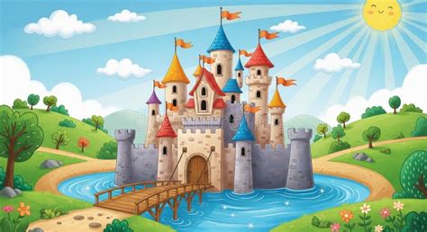 Castle Cartoon Moat Stock Illustrations 268 Castle Cartoon Moat Stock