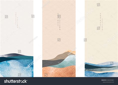Abstract Landscape Background Japanese Wave Pattern Stock Vector Royalty Free 1863455881