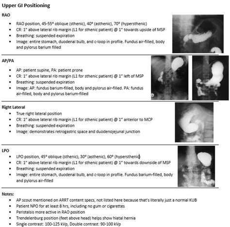 Upper Gi Positioning Notes Radiology Technician Radiology Babe Radiology Babes