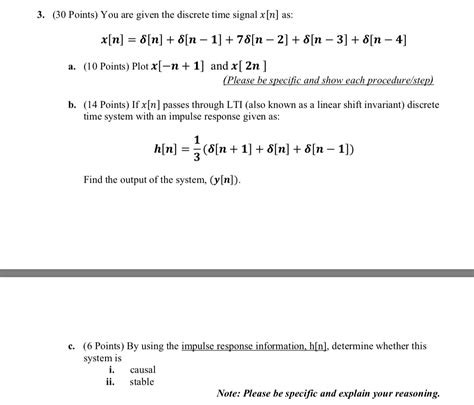 Solved 3 30 Points You Are Given The Discrete Time Signal