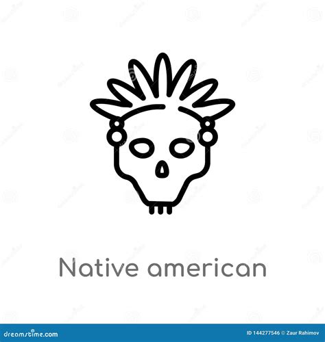 Outline Native American Totem Vector Icon Isolated Black Simple Line