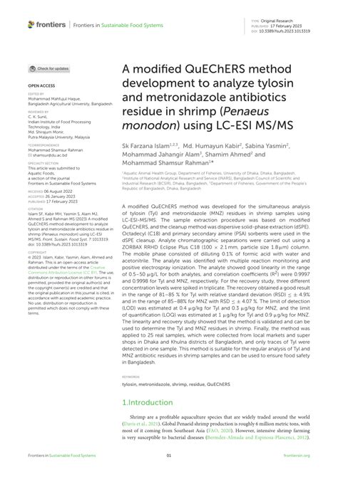 Pdf A Modified Quechers Method Development To Analyze Tylosin And