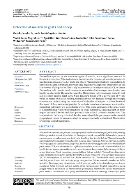 Pdf Detection Of Malaria In Goats And Sheep