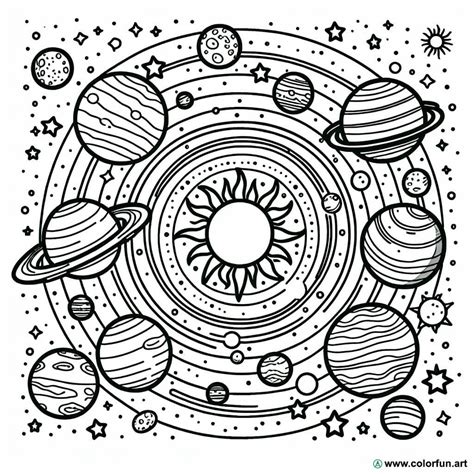 Dibujo Para Colorear Del Sistema Solar En El Espacio Descargar O