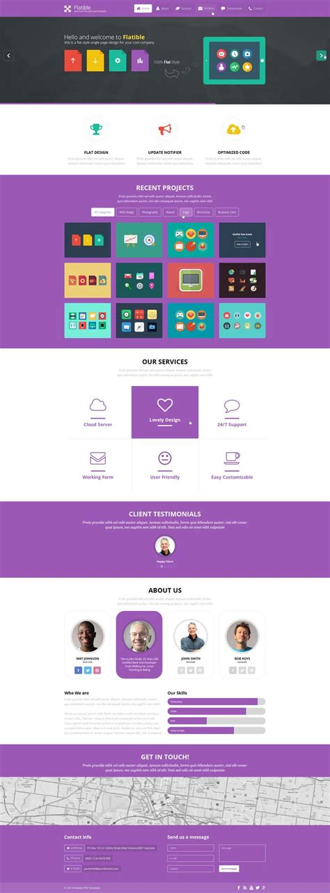 Flatible Single Page Html5 Template Html5 Templates Templates Html5