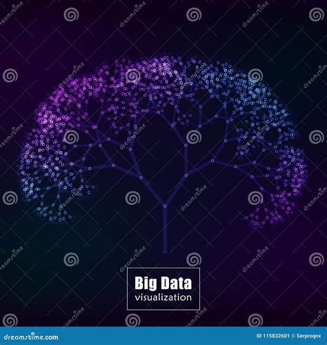 Big Data Visualization Glowing Tree Vector Stock Vector Illustration