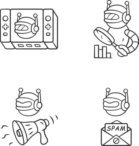 linear icons set for web robots ai and virtual reality vector