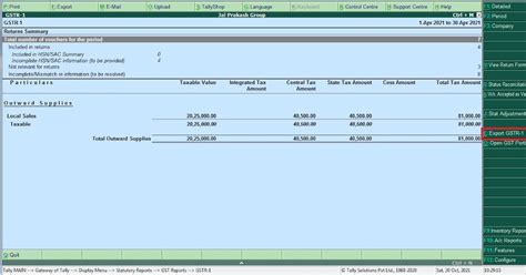 how to file and export gstr 1 from tally to gst portal in hindi