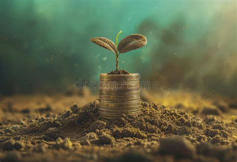 Seedling Growing From Coin Stack Symbolizes Financial Growth