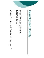 Sexual Scripts Sexuality And Society Prof Hctor Carrillo Spring 2015 Class 5 Sexual Cultures