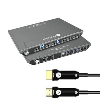 Amazon Com AV Access KVM Switch Dual Monitor K Hz And Fiber Optic K HDMI Cable M Ft